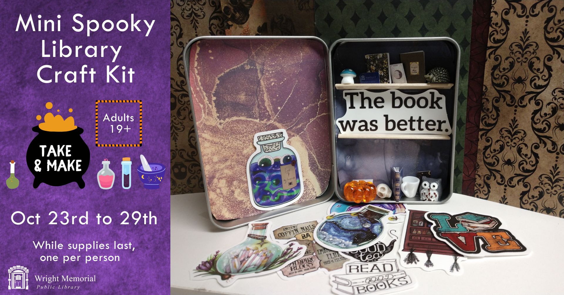 Adult Take & Make: Mini Spooky Library | Wright Memorial Public Library